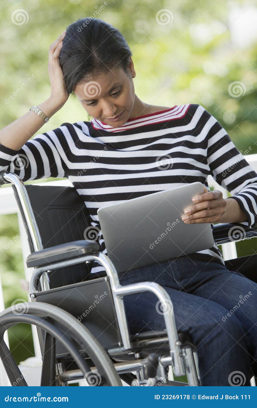 Disabled Woman with Digital Tablet Stock Photo - Image of illness ...