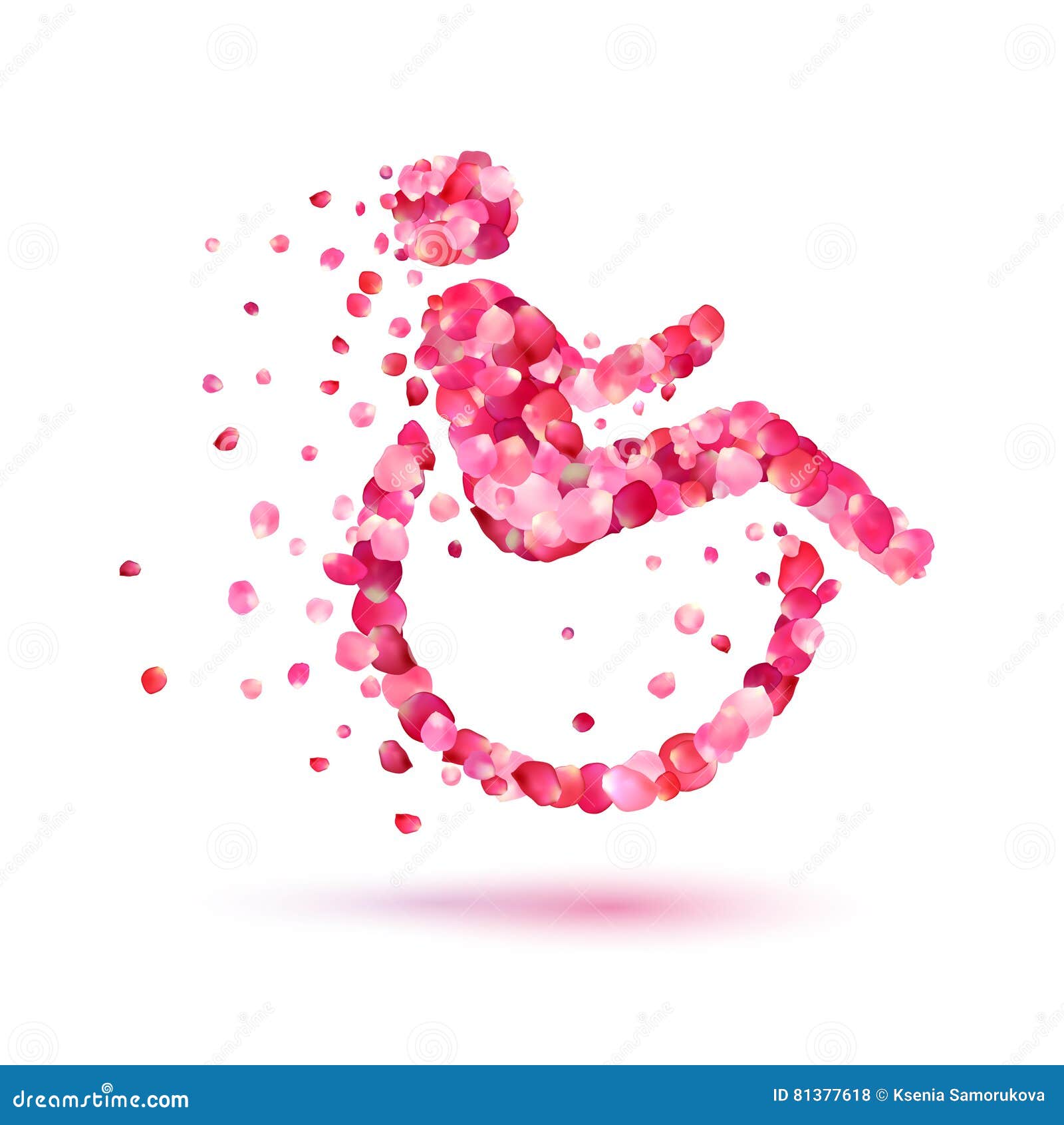Disabled Woman Icon of Rose Petals Stock Vector - Illustration of ...
