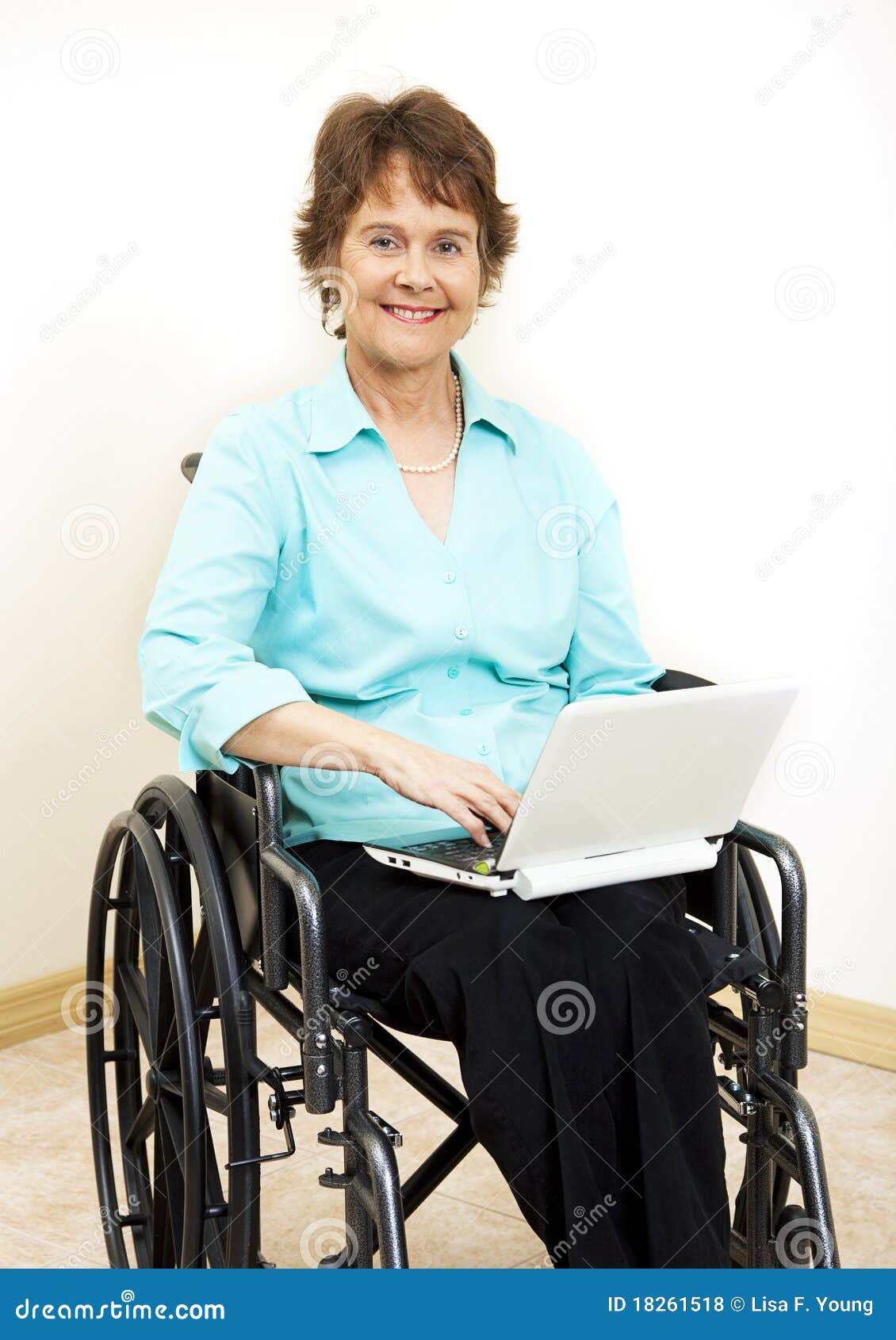 Disabled Woman with Netbook Stock Photo - Image of laptop, mature: 18261518