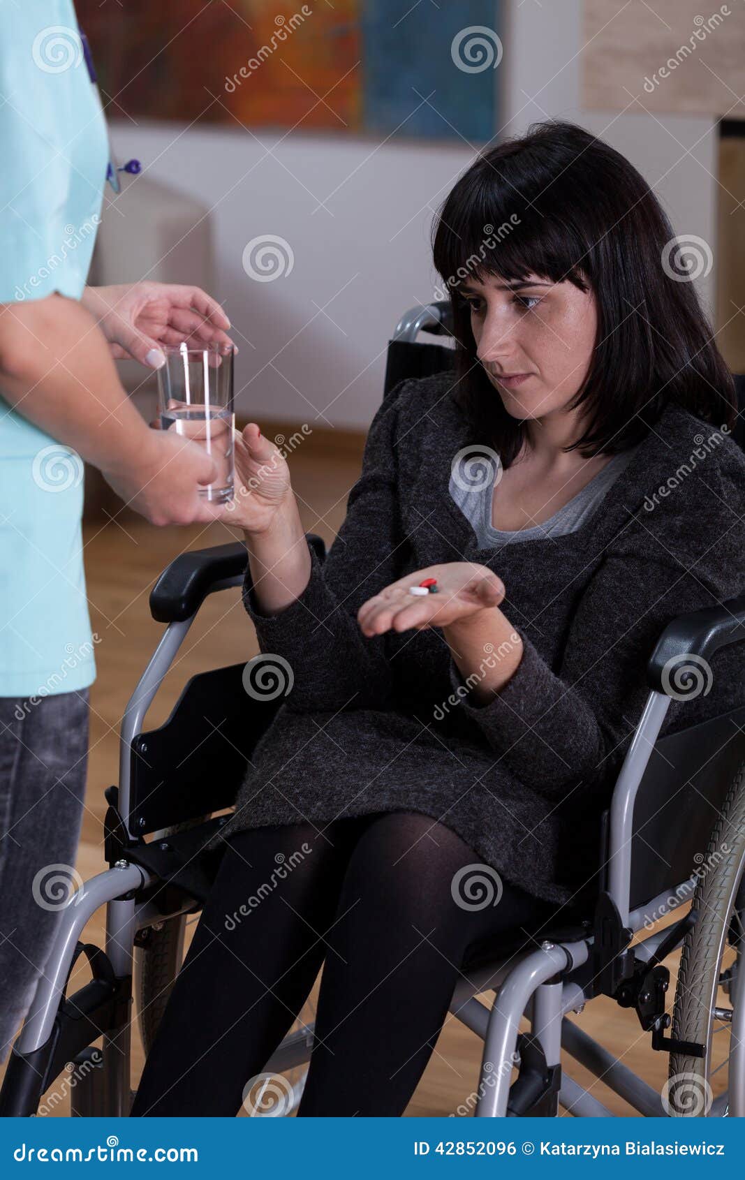 Disabled Woman Taking Medicines Stock Photo - Image of health ...
