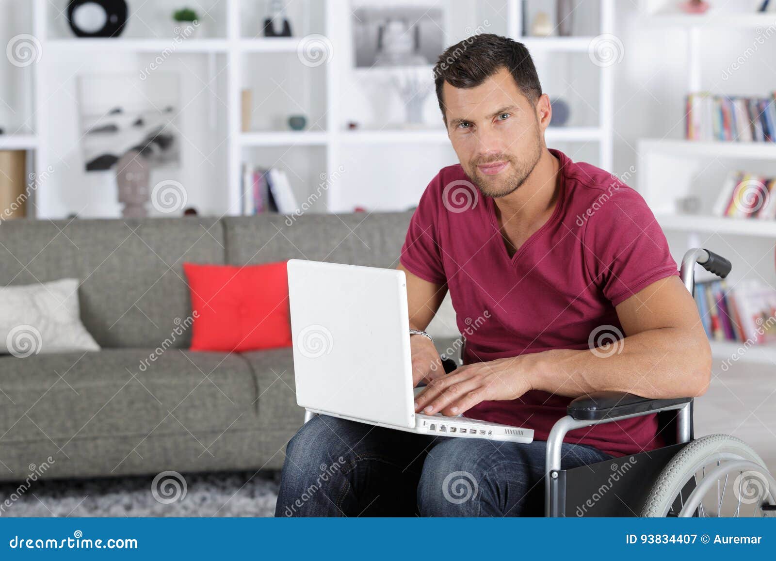 Disabled Woman Using Laptop Computer Stock Image - Image of optimistic ...