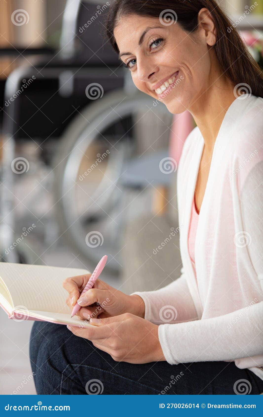 Disabled Woman in Wheelchair Writing Stock Photo - Image of internet ...