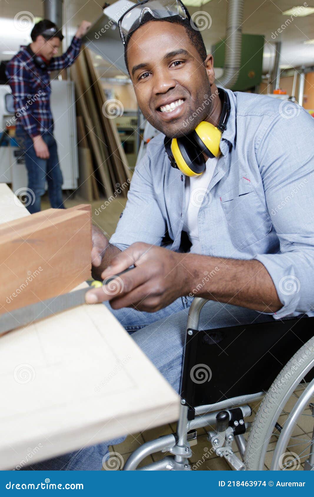 Disabled Worker in Wheelchair As Carpenter Stock Photo - Image of ...