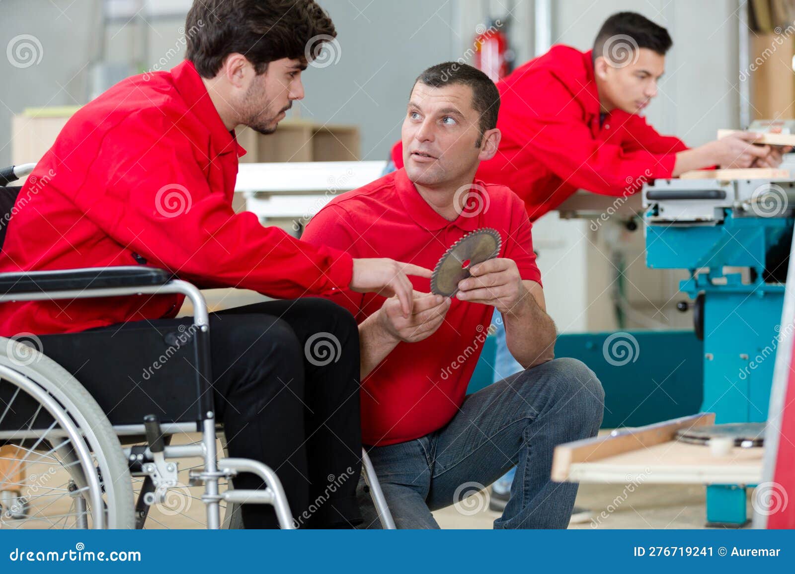Disabled Worker in Wheelchair in Factory on Machine Stock Image - Image ...