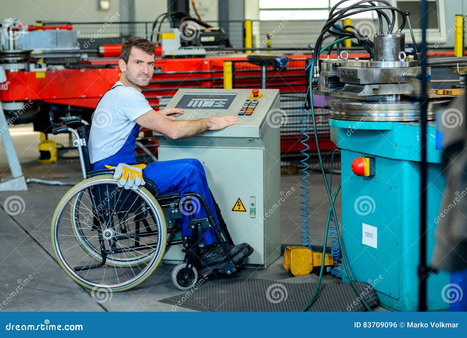 Disabled Worker in Wheelchair in Factory Stock Photo - Image of ...