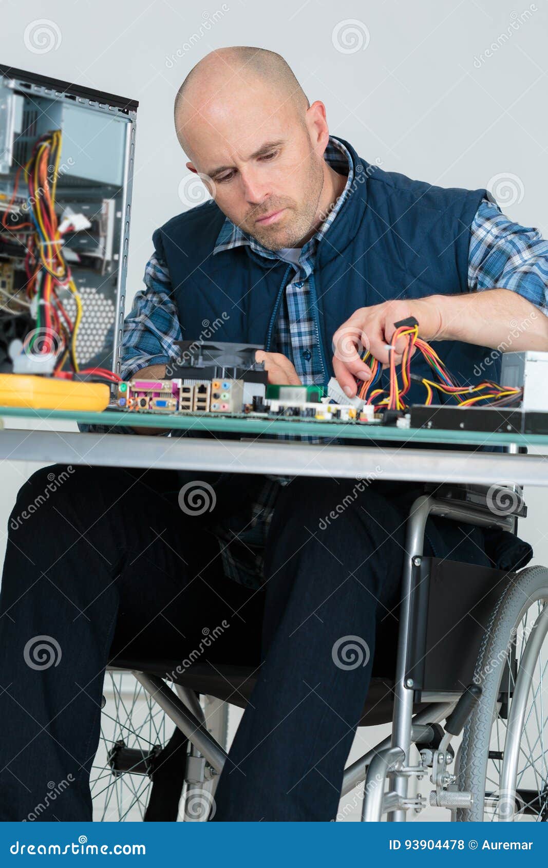 Disabled Worker in Wheelchair Fixing Computer Stock Photo - Image of ...