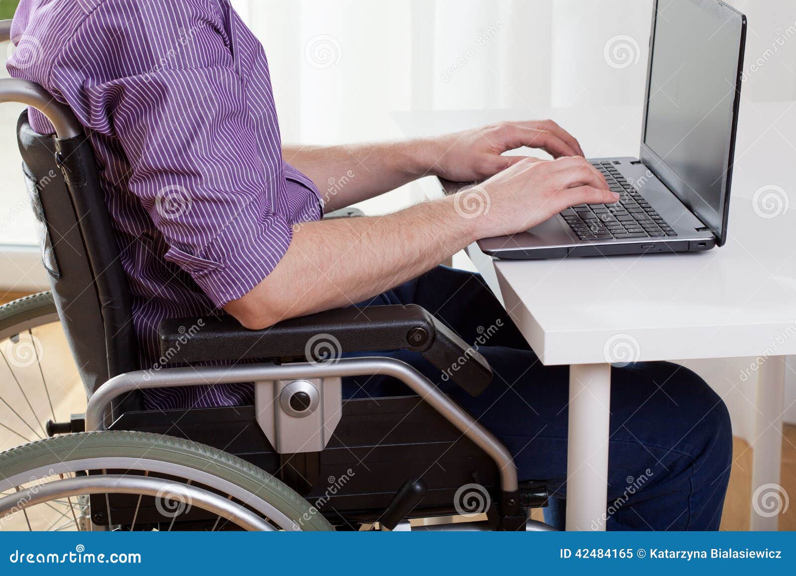 Disabled working on laptop stock image. Image of sitting - 42484165