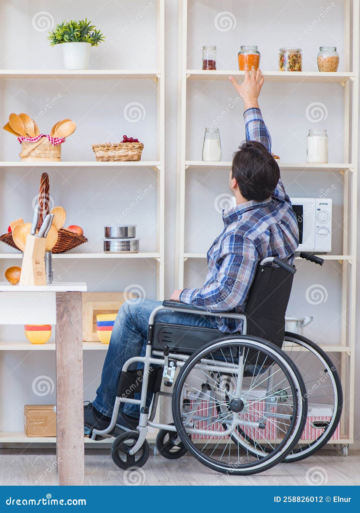 Disabled Young Man Husband Working in Kitchen Stock Photo - Image of ...