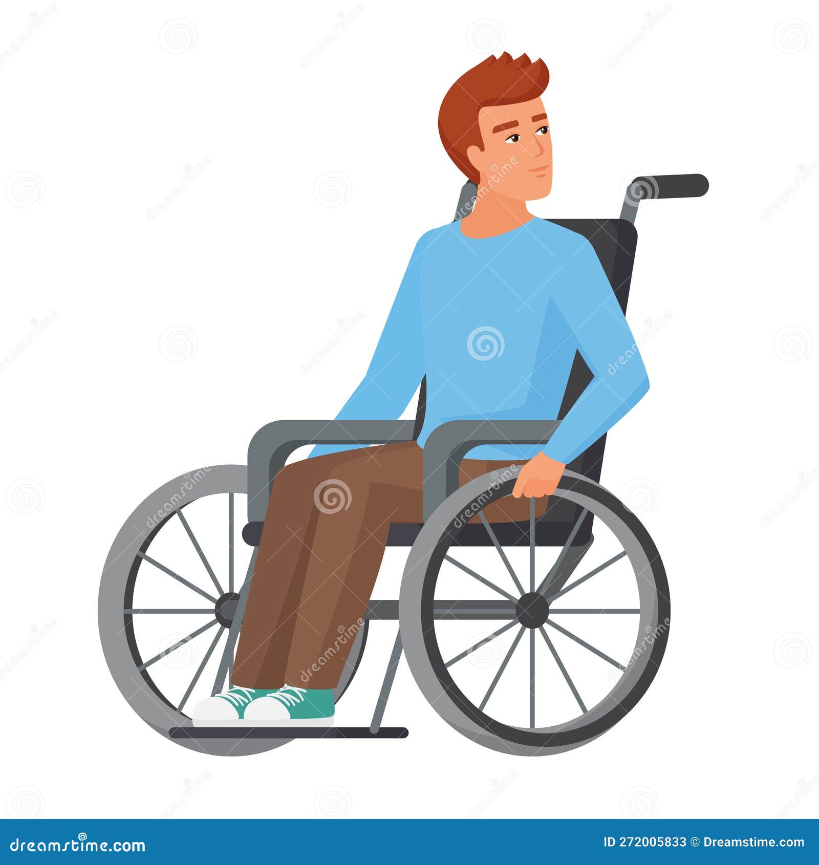 Disabled Young Man Sitting in Wheelchair Stock Vector - Illustration of ...