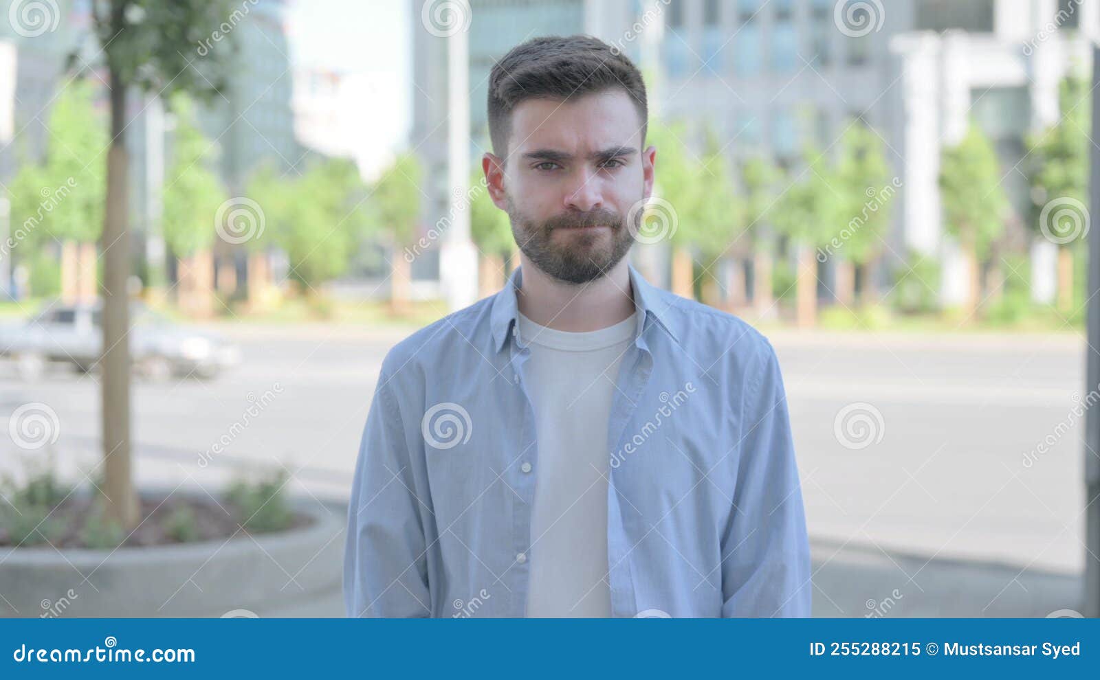 Disagree Young Man Shaking Head in Denial Outdoor Stock Image - Image ...