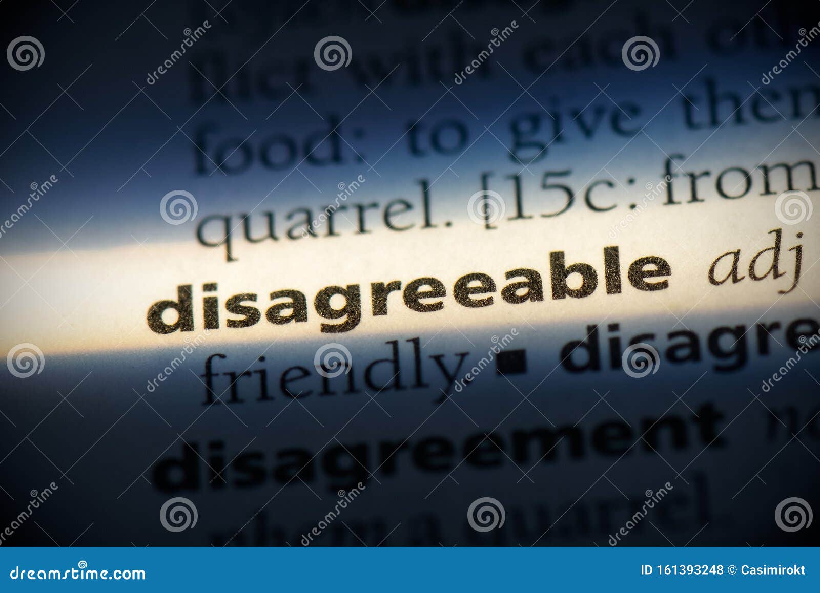 Disagreeable stock photo. Image of macro, text, language - 161393248