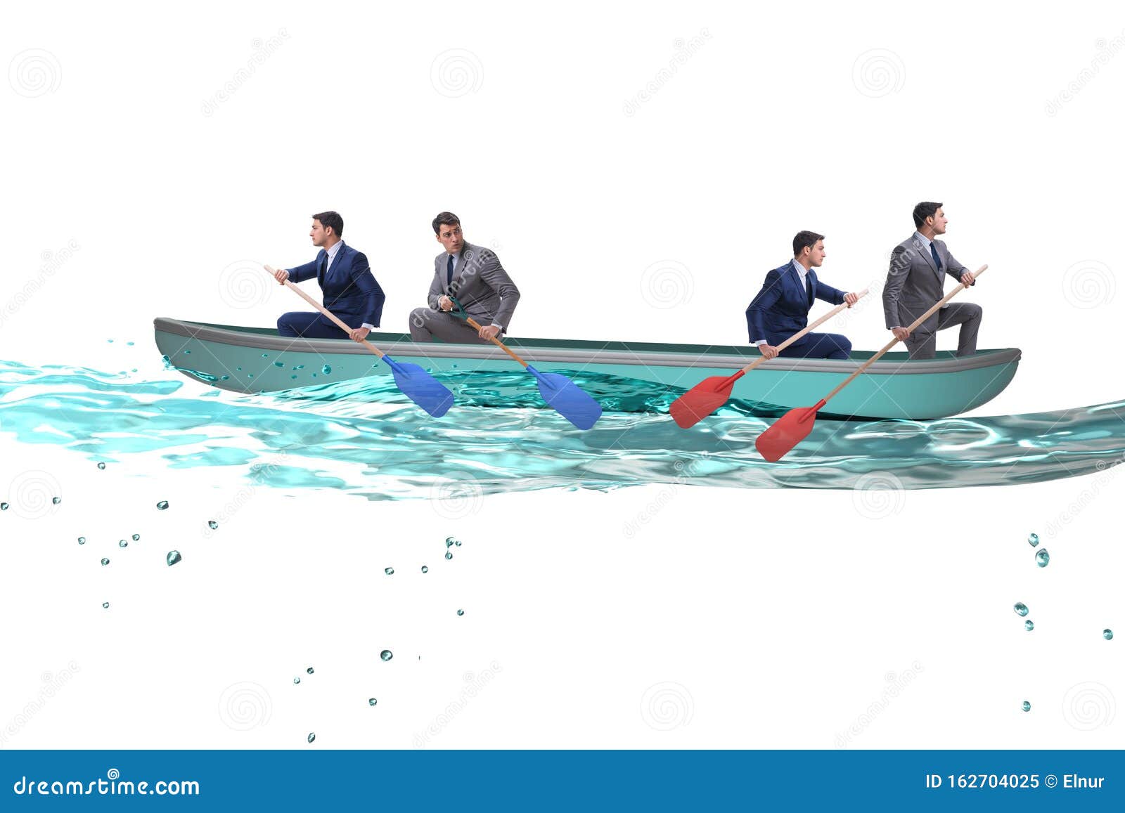 Disagreement Concept with Businessmen Rowing in Different Direct Stock ...