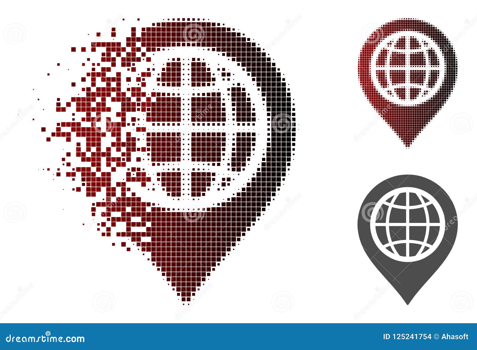 Disappearing Dot Halftone Globe Map Marker Icon Stock Vector ... Disappearing Dot Halftone Globe Map Marker Icon Stock Vector ...