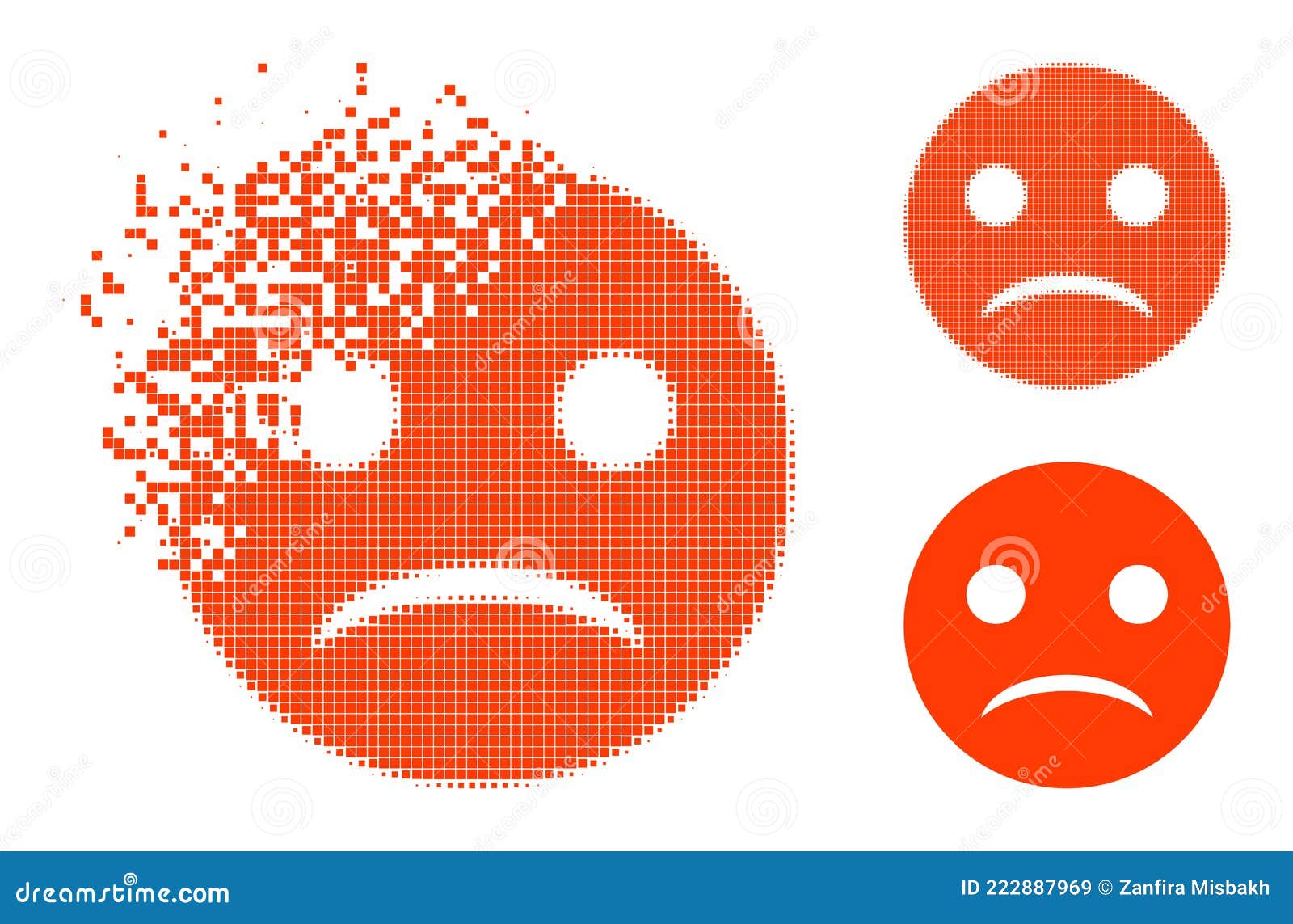 Disappearing Dot Sad Smiley Glyph With Halftone Version Cartoon Vector ...