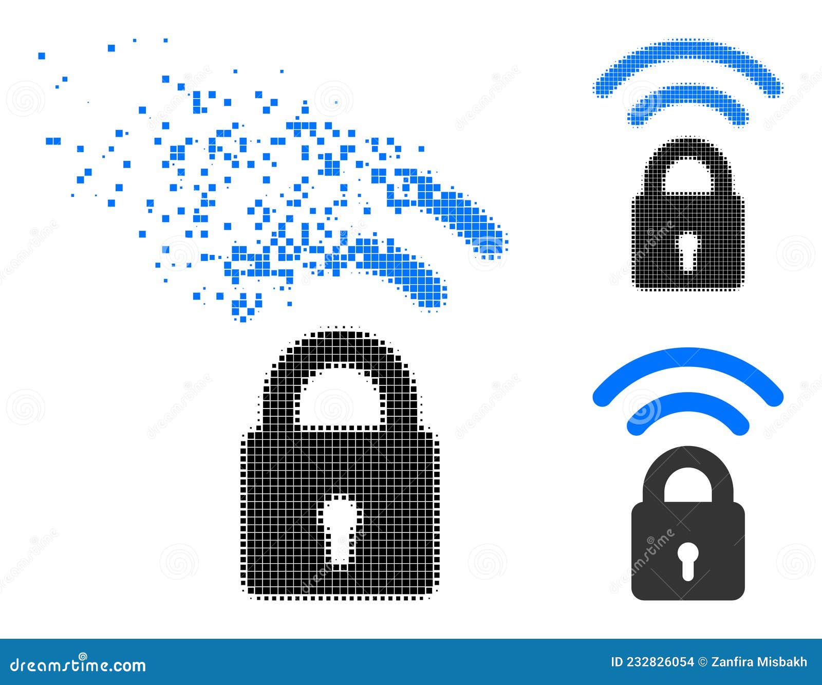 Disappearing Dot Wi-Fi Lock Icon with Halftone Version Stock Vector ... Disappearing Dot Wi-Fi Lock Icon with Halftone Version Stock Vector ...