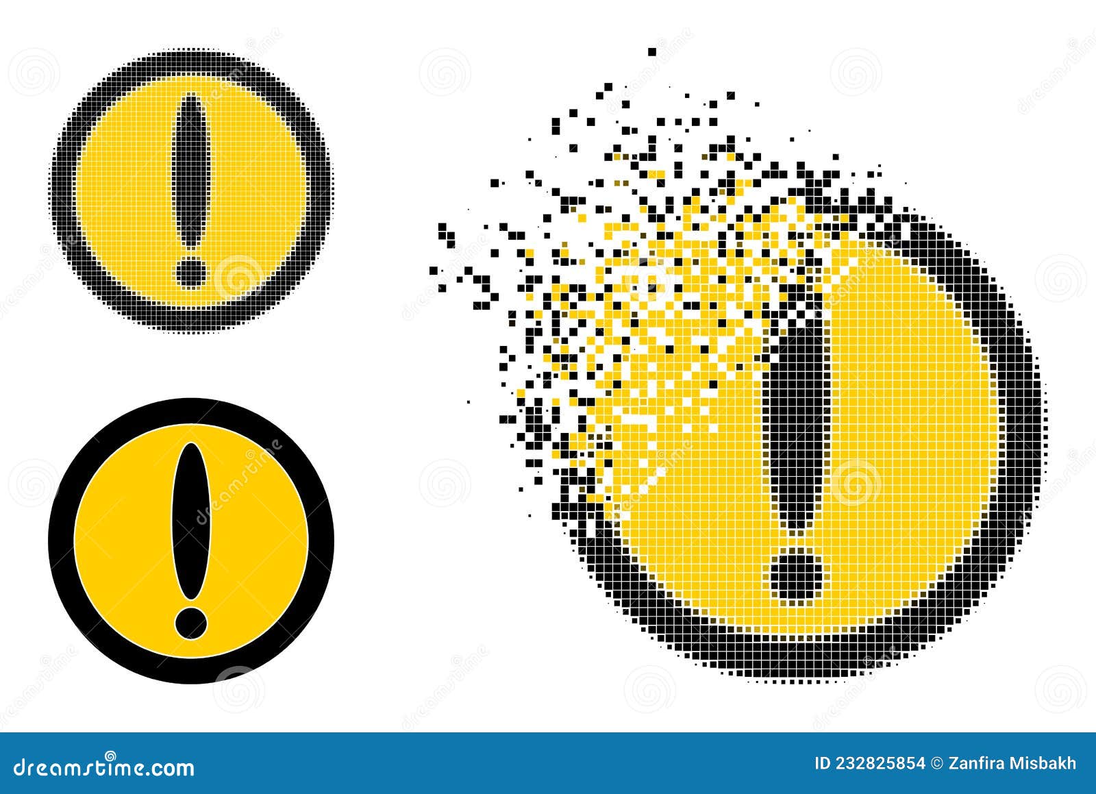 Disappearing Dotted Warning Circle Icon with Halftone Version Stock ...