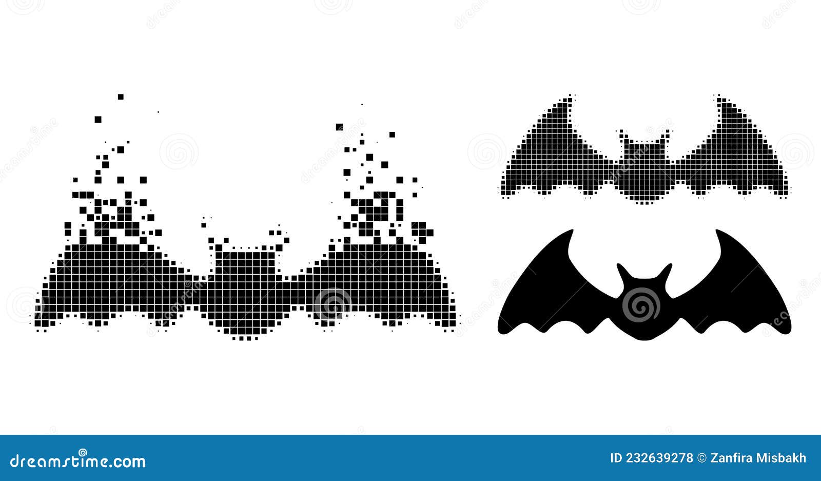 Disappearing Pixel Bat Mouse Icon with Halftone Version Stock Vector ...