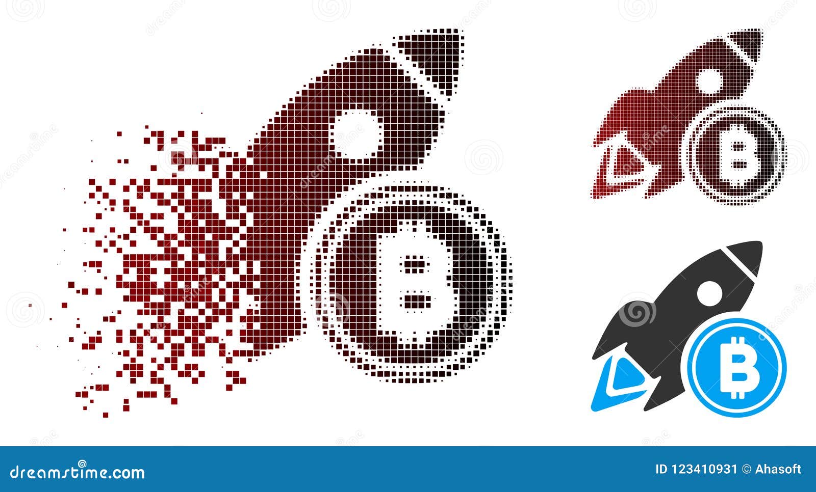 Disappearing Pixel Halftone Bitcoin Rocket Icon Stock Vector ... Disappearing Pixel Halftone Bitcoin Rocket Icon Stock Vector ...