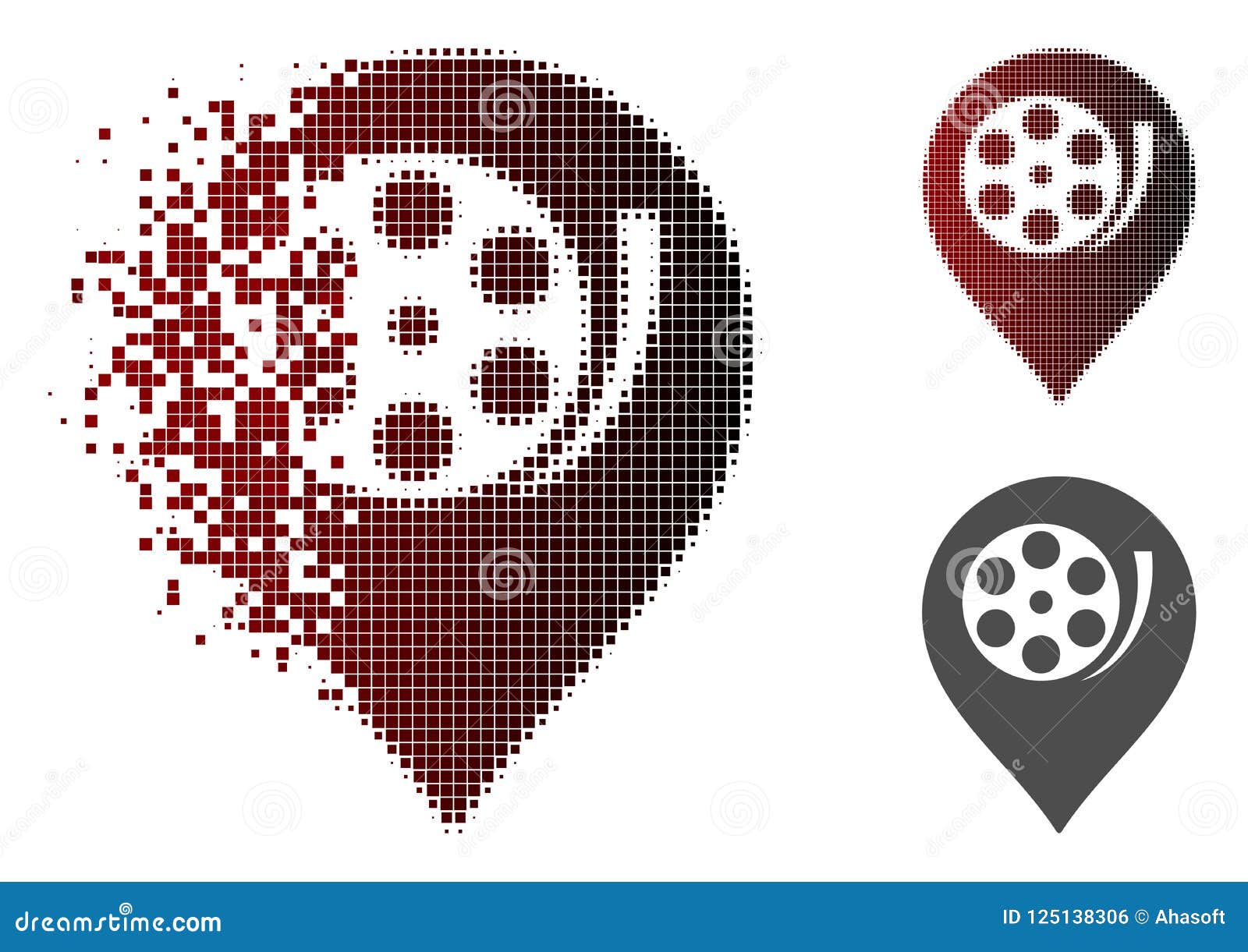 Disappearing Pixel Halftone Cinema Roll Marker Icon Stock Vector ... Disappearing Pixel Halftone Cinema Roll Marker Icon Stock Vector ...