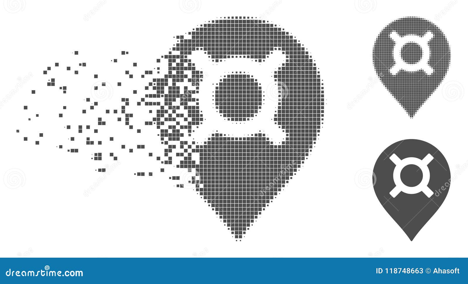Disappearing Pixel Halftone Currency Map Marker Icon Stock Vector ... Disappearing Pixel Halftone Currency Map Marker Icon Stock Vector ...