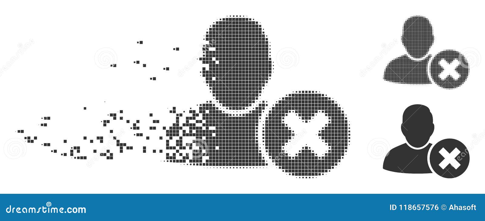 Disappearing Pixel Halftone Delete User Icon Stock Vector ...