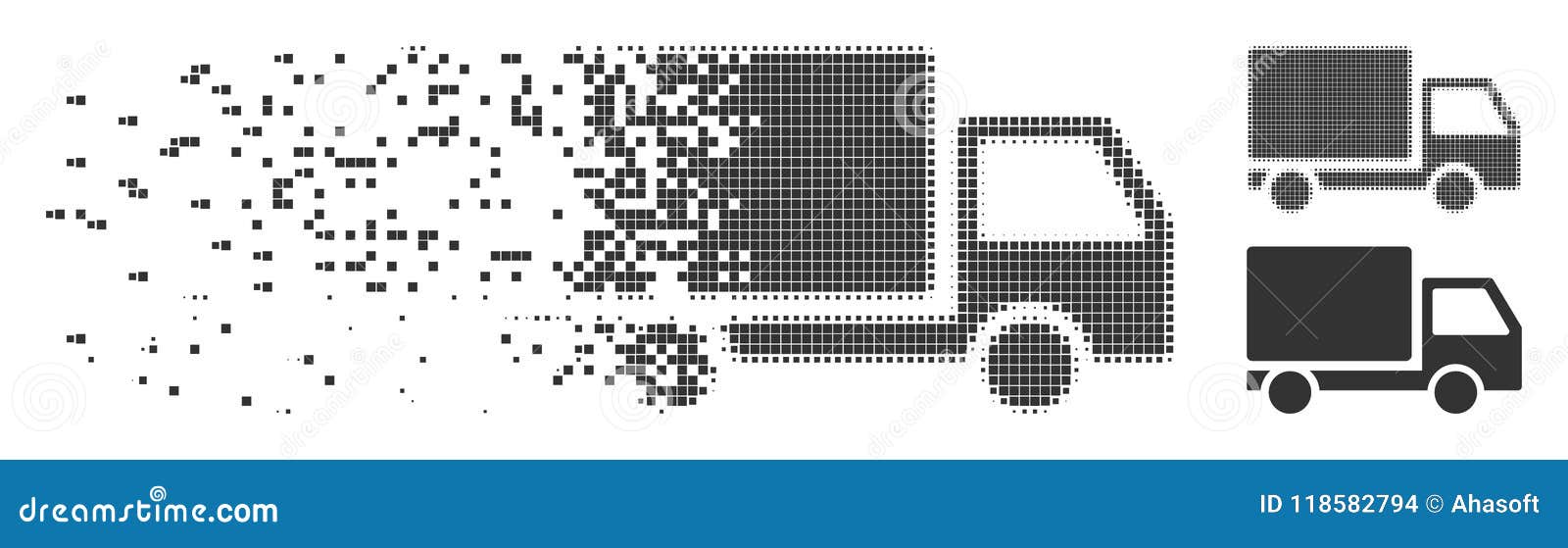 Disappearing Pixel Halftone Delivery Lorry Icon Stock Vector ... Disappearing Pixel Halftone Delivery Lorry Icon Stock Vector ...