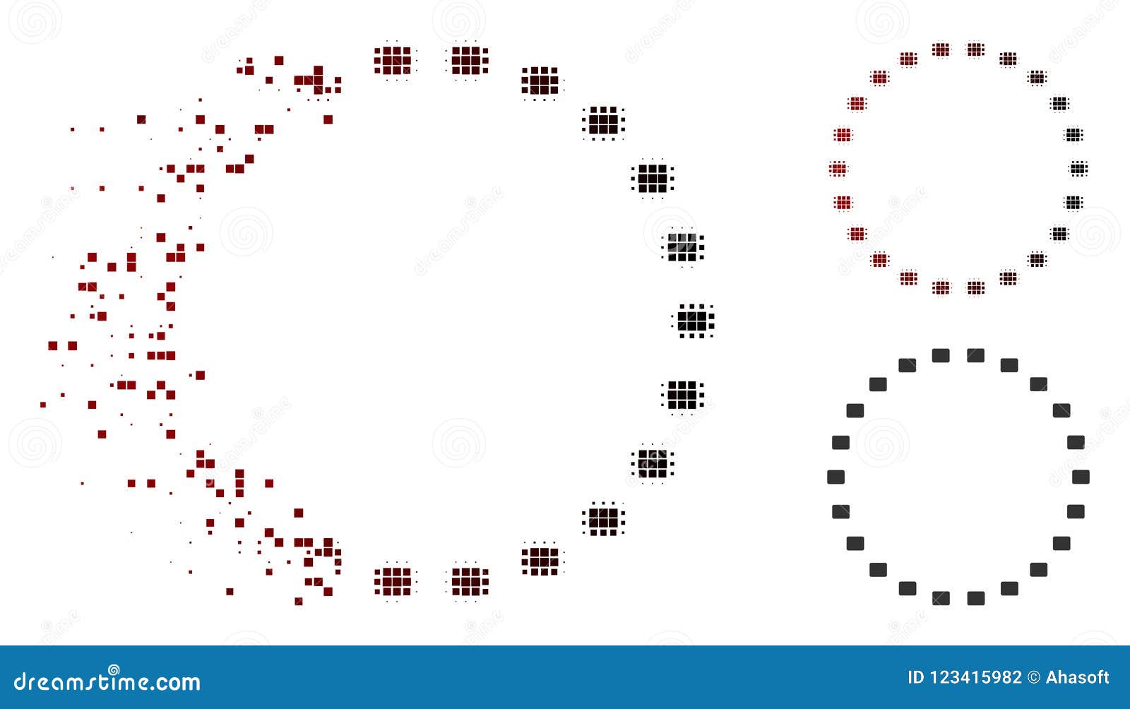 Disappearing Pixel Halftone Dotted Circle Icon Stock Vector ...