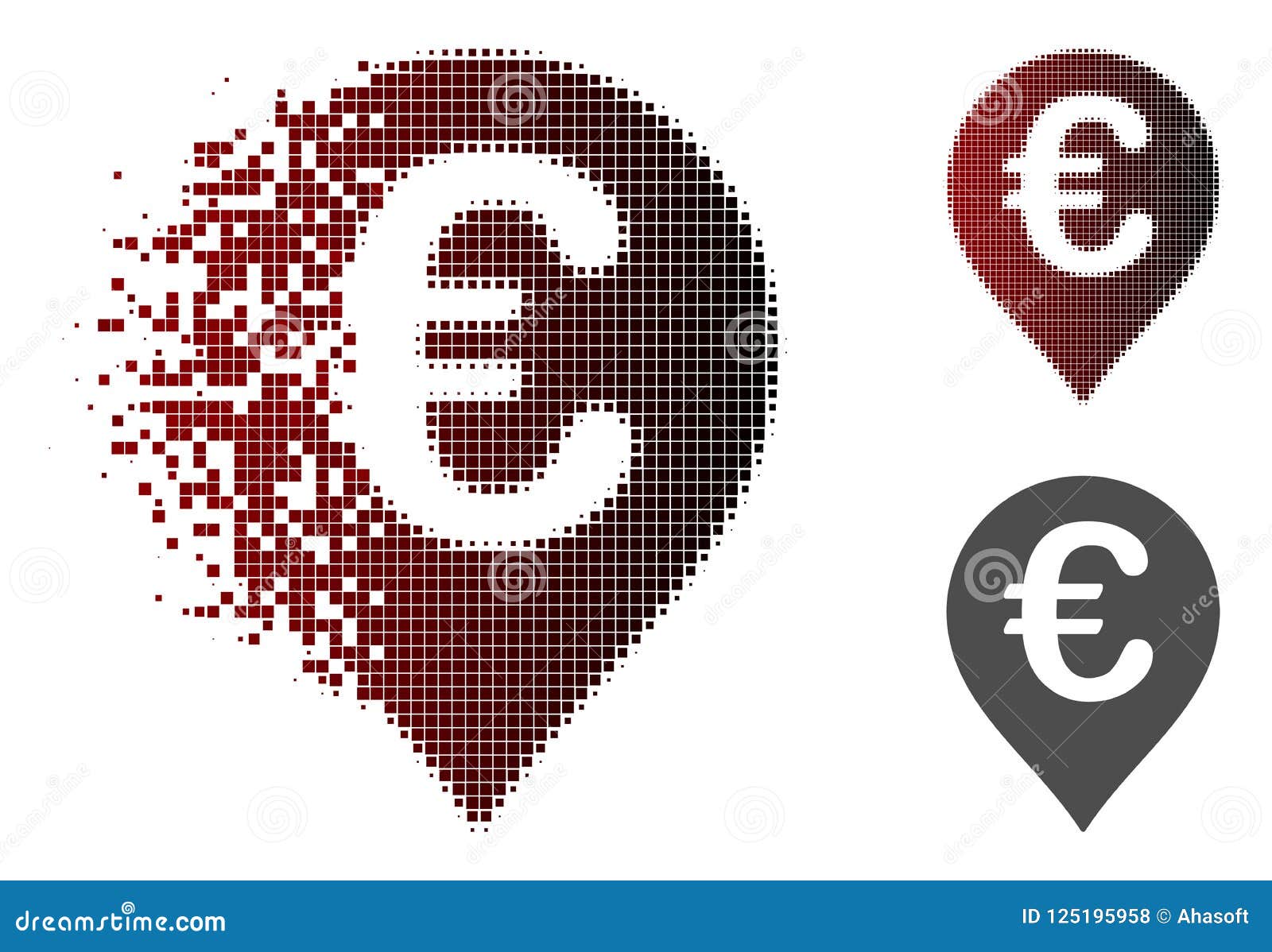 Disappearing Pixel Halftone Euro Map Marker Icon Stock Vector ... Disappearing Pixel Halftone Euro Map Marker Icon Stock Vector ...