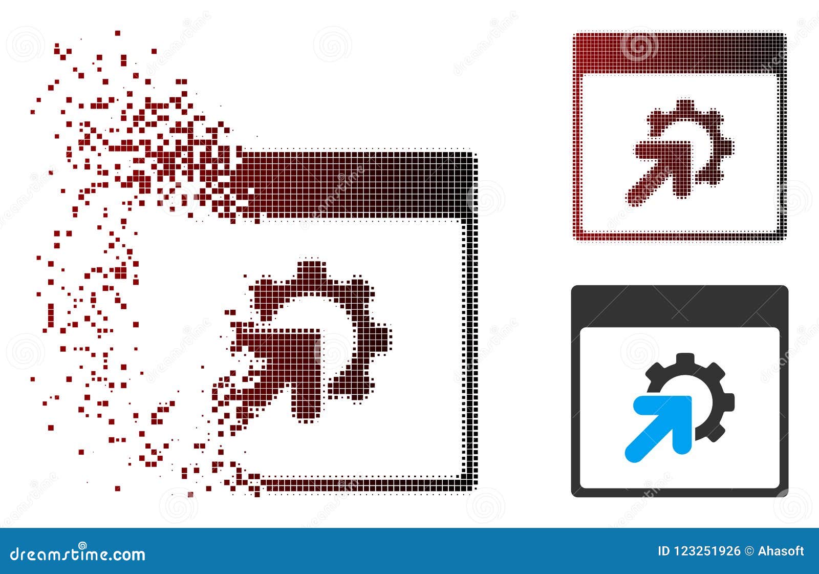 Disappearing Pixel Halftone Gear Integration Calendar Page Icon Stock ... Disappearing Pixel Halftone Gear Integration Calendar Page Icon Stock ...
