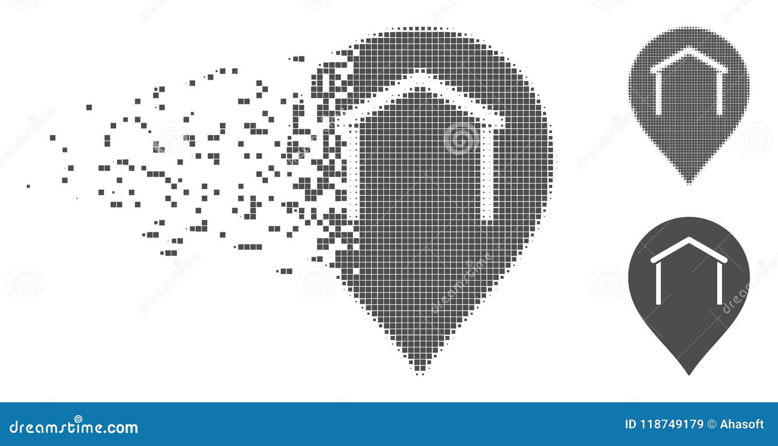Disappearing Pixel Halftone Hangar Map Marker Icon Stock Vector ... Disappearing Pixel Halftone Hangar Map Marker Icon Stock Vector ...