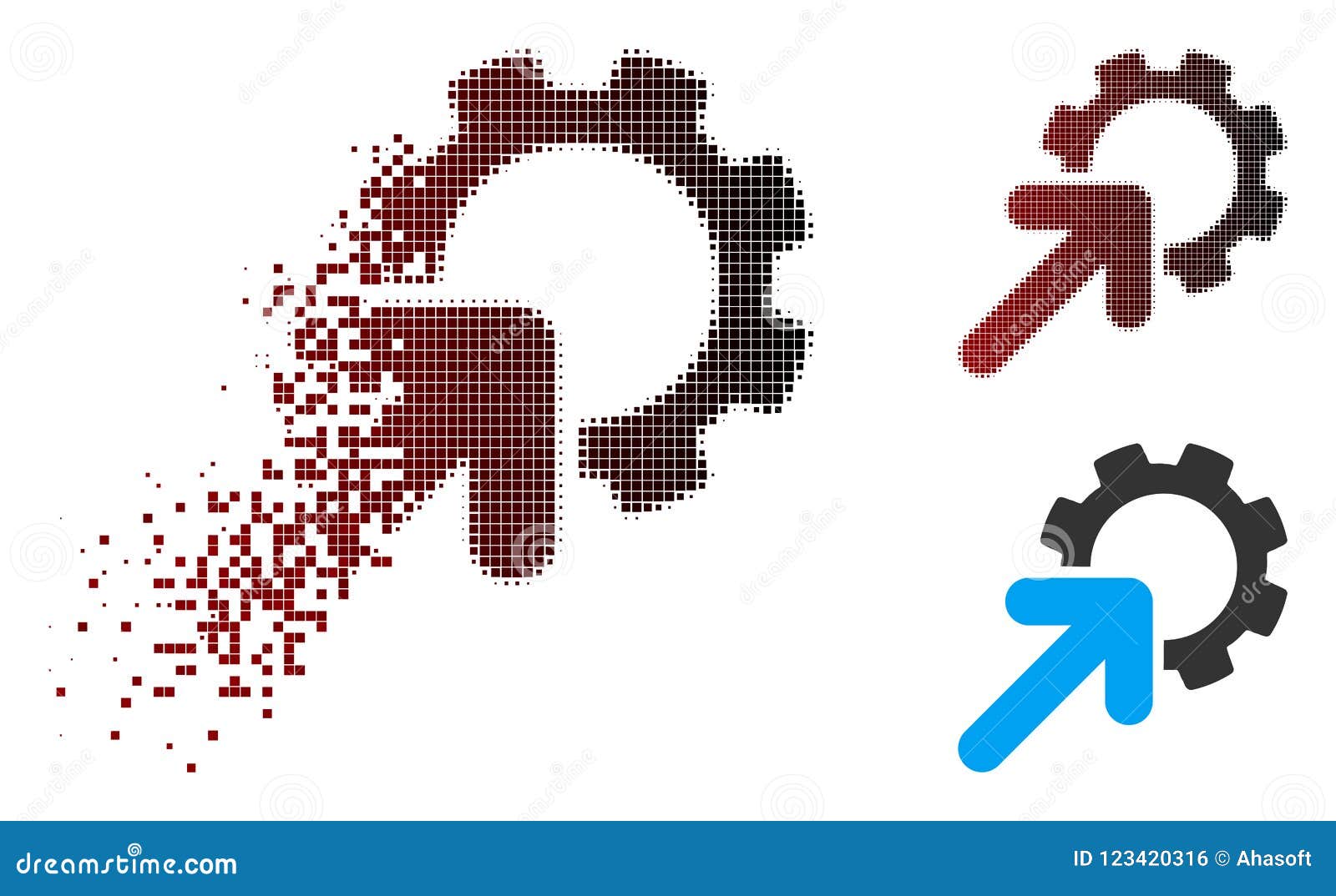 Disappearing Pixel Halftone Integration Cog Icon Stock Vector ...