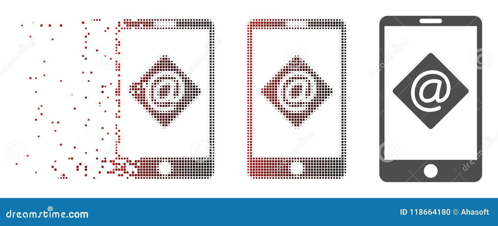 Disappearing Pixel Halftone Mobile Email Icon Stock Vector ...