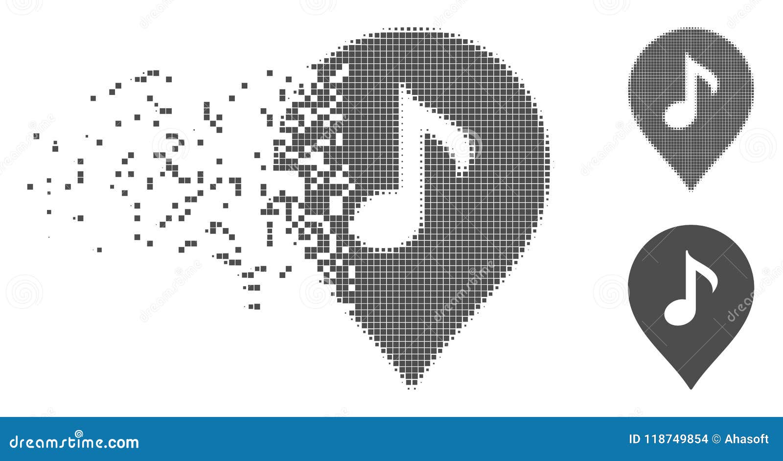 Disappearing Pixel Halftone Music Marker Icon Stock Vector ... Disappearing Pixel Halftone Music Marker Icon Stock Vector ...