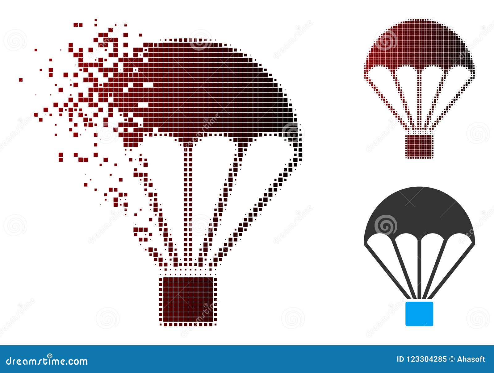 Disappearing Pixel Halftone Parachute Icon Stock Vector - Illustration ...