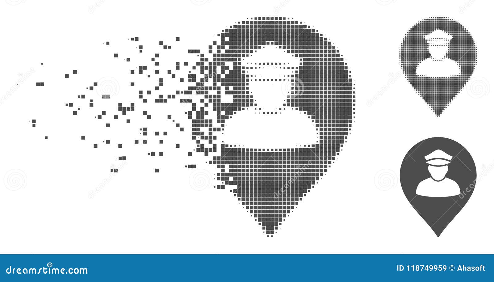 Disappearing Pixel Halftone Policeman Map Marker Icon Stock Vector ... Disappearing Pixel Halftone Policeman Map Marker Icon Stock Vector ...