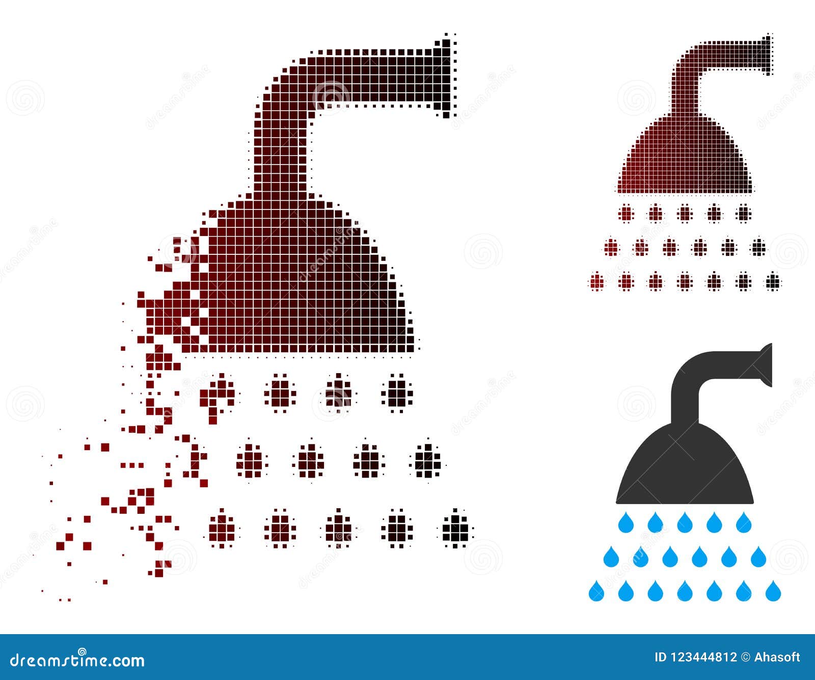Disappearing Pixel Halftone Shower Icon Stock Vector - Illustration of ...