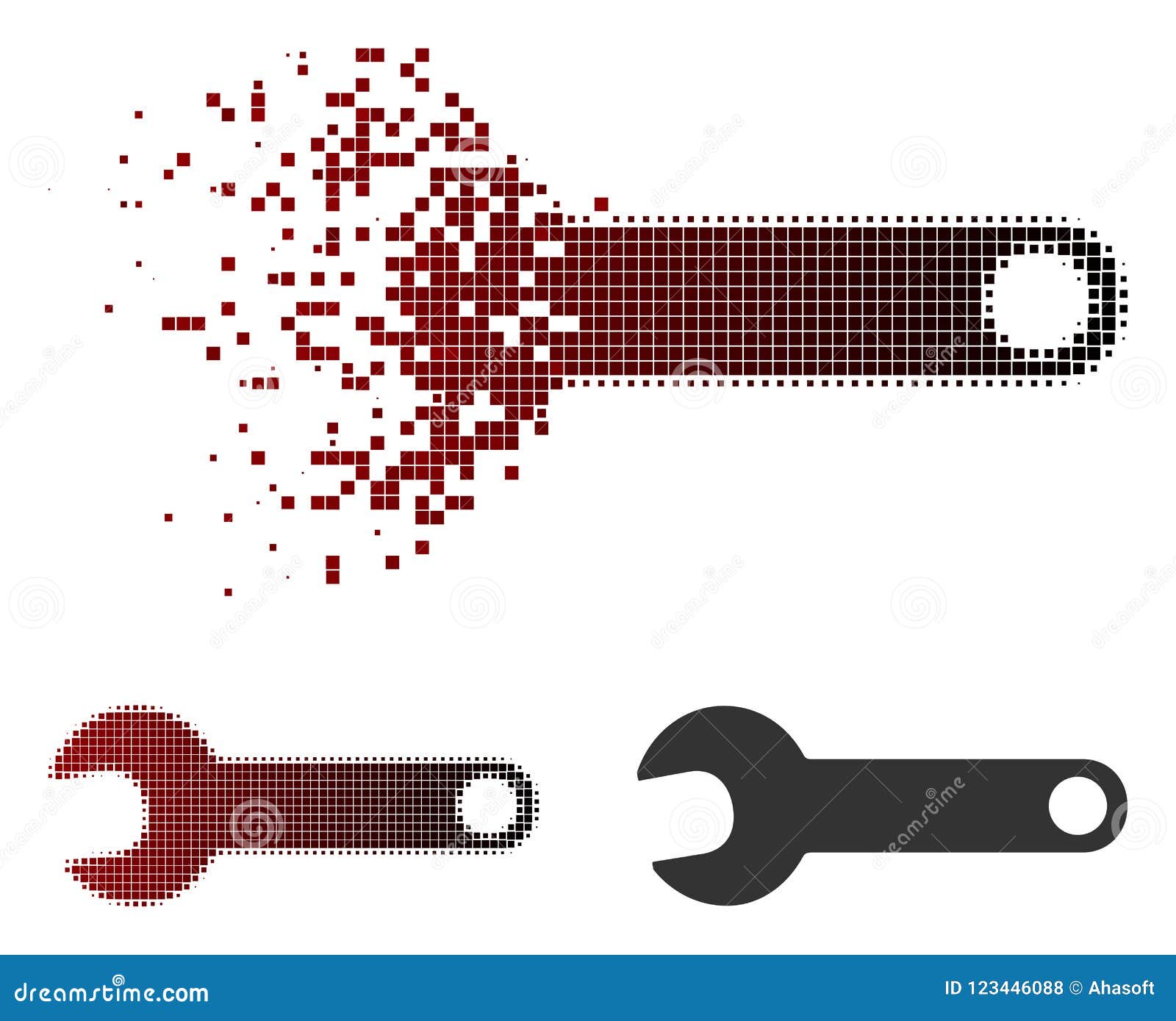 Disappearing Pixel Halftone Spanner Icon Stock Vector - Illustration of ...