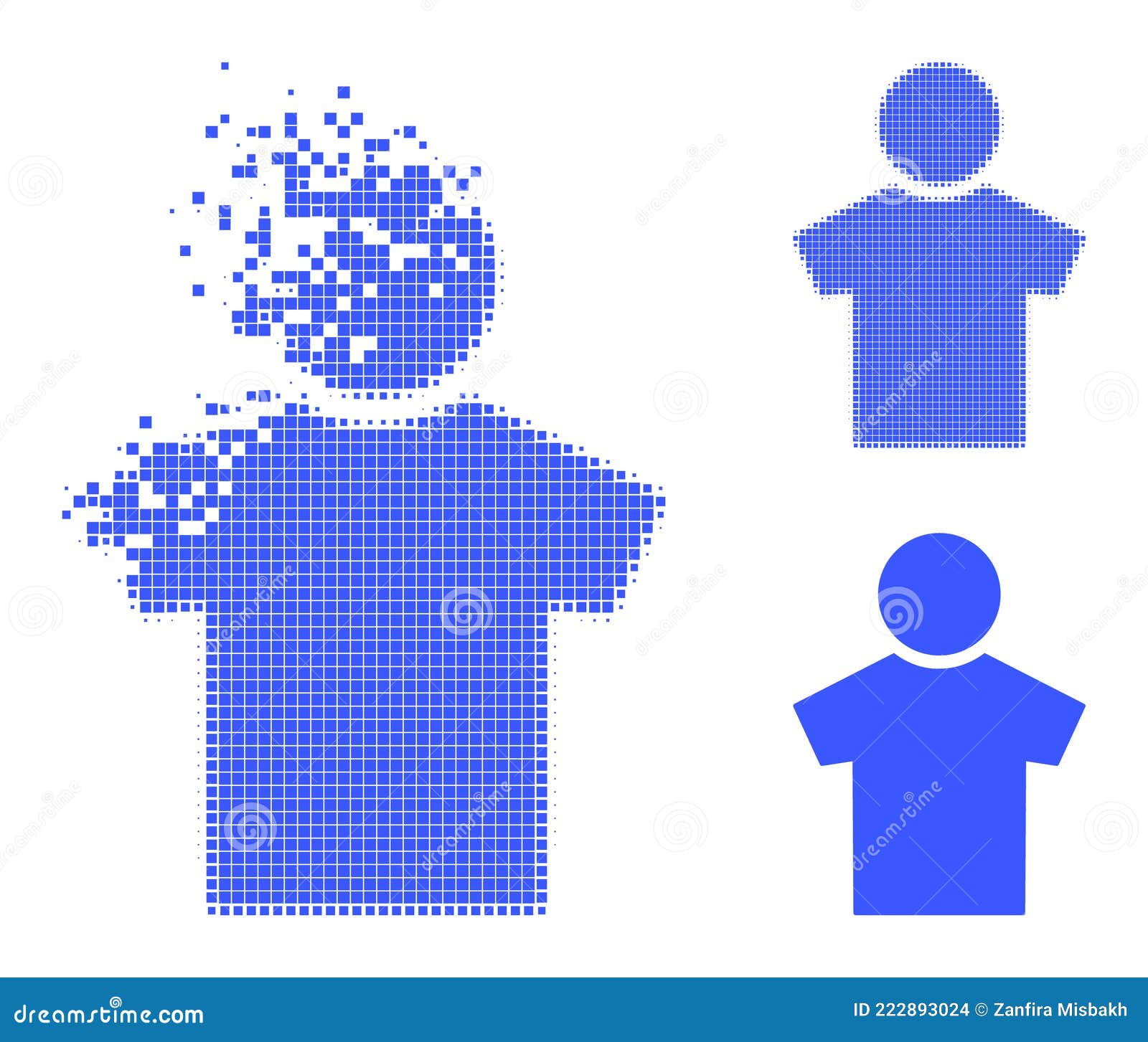 Fragmented Pixelated Boy Icon with Halftone Version Stock Vector ...