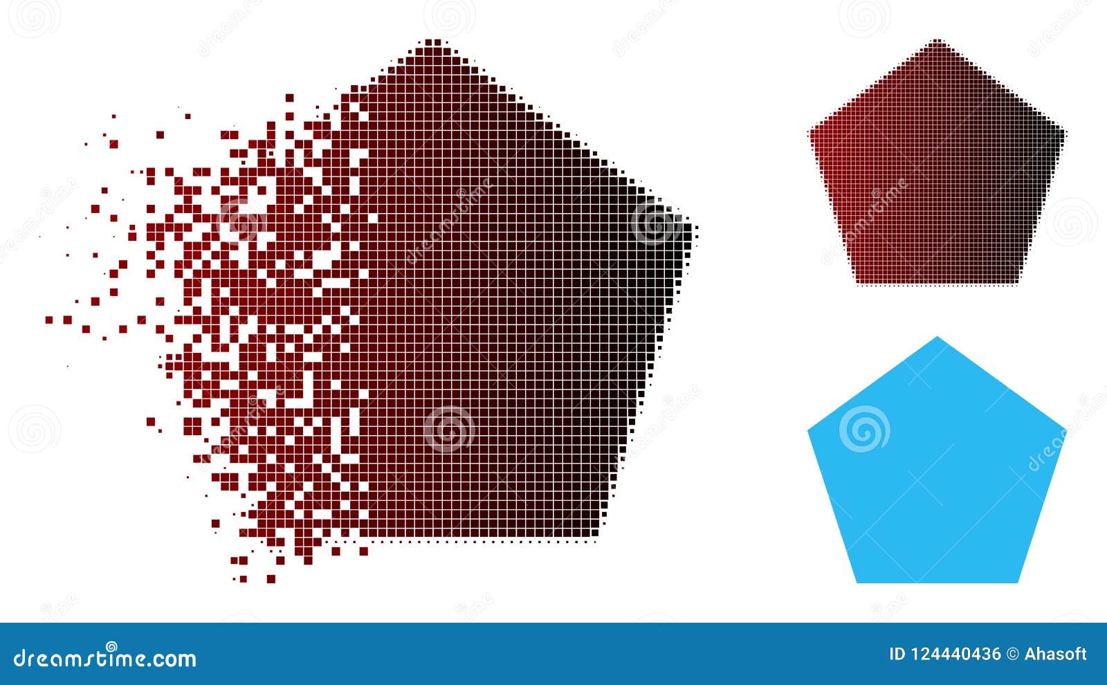 Disappearing Pixelated Halftone Filled Pentagon Icon Vector ... Disappearing Pixelated Halftone Filled Pentagon Icon Vector ...
