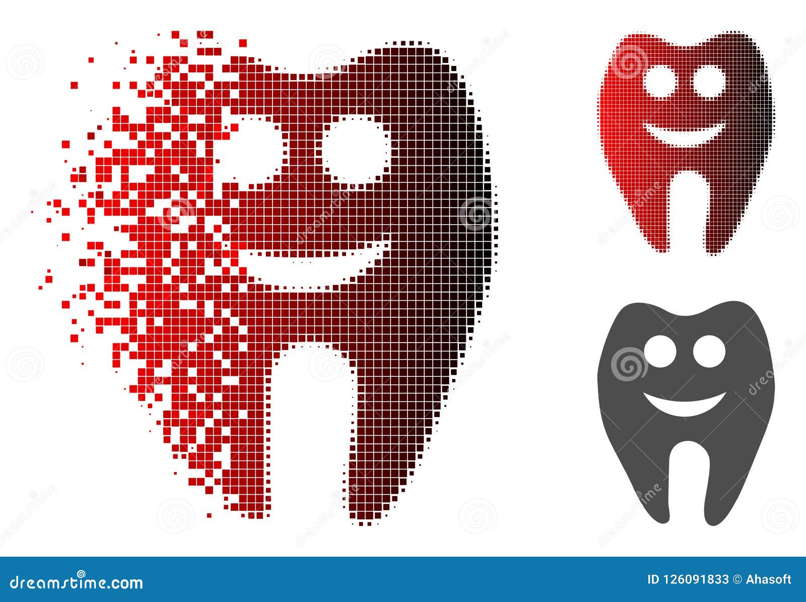 Disappearing Pixelated Halftone Happy Tooth Icon Stock Vector ...