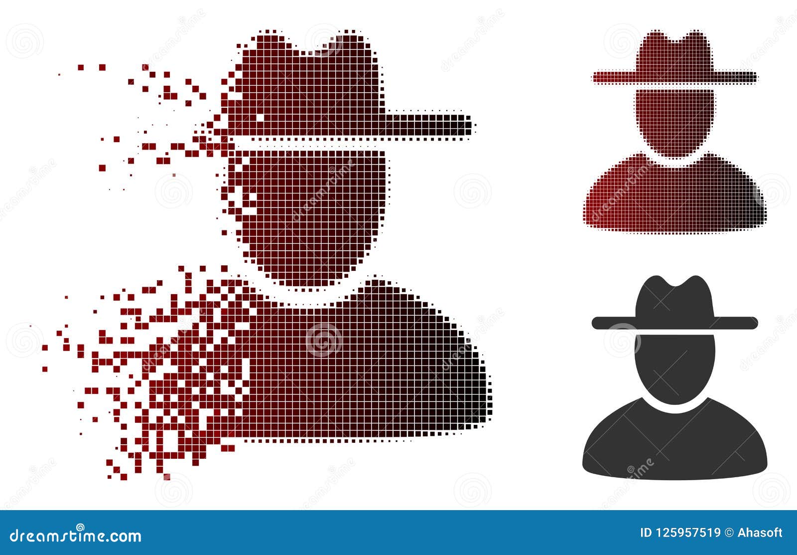 Disappearing Pixelated Halftone Hat Man Icon Stock Vector ...