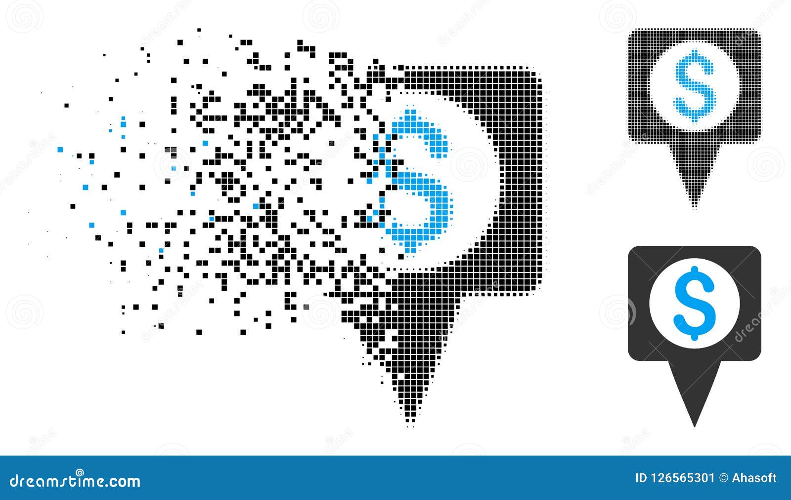 Disappearing Pixelated Halftone Money Map Marker Icon Stock Vector ... Disappearing Pixelated Halftone Money Map Marker Icon Stock Vector ...