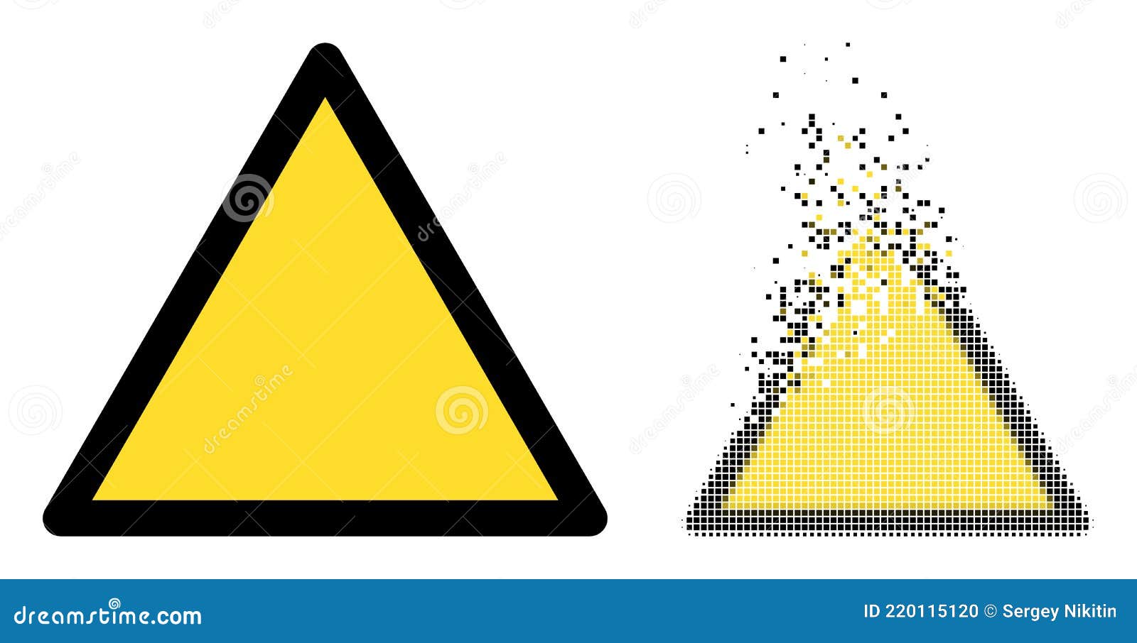 Disappearing Pixelated and Original Warning Triangle Template Icon ...