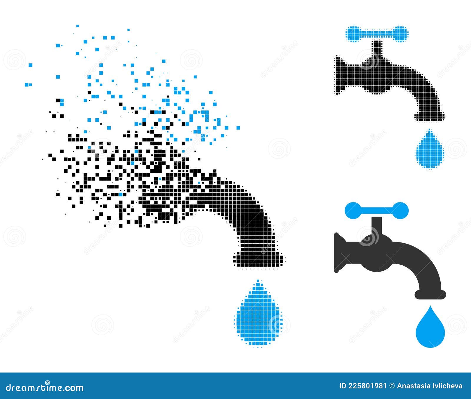 Pixel Art Water Background. Seamless Sea Texture Backdrop Cartoon ...