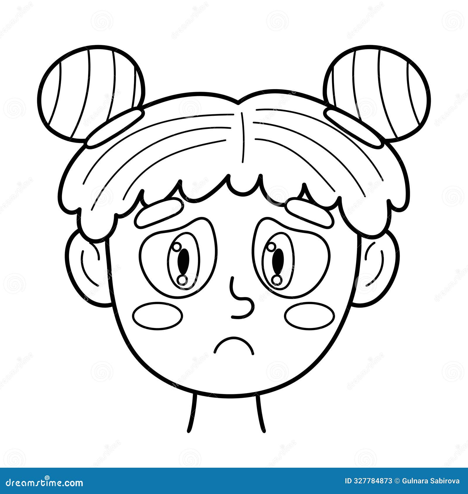 Disappointed Little Girl Flat Cartoon Portrait Emoji Icon With ...