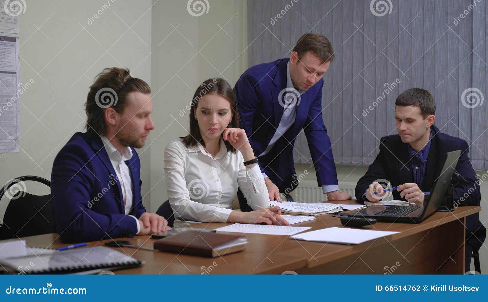 Disappointed Boss Shouting at Employees in Office Interior Stock ...