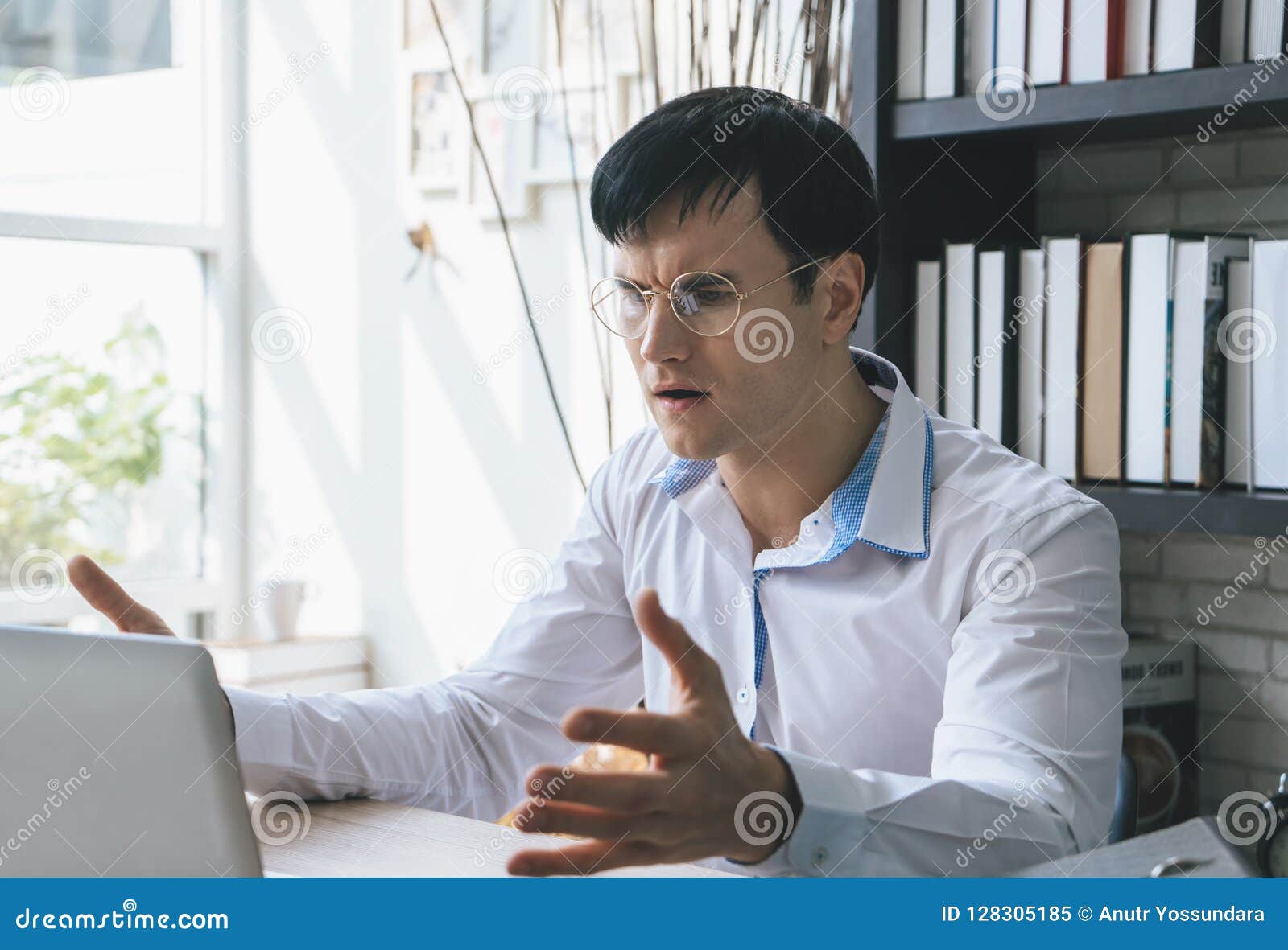 Disappointed Man Looking at Computer Screen Stock Image - Image of ...