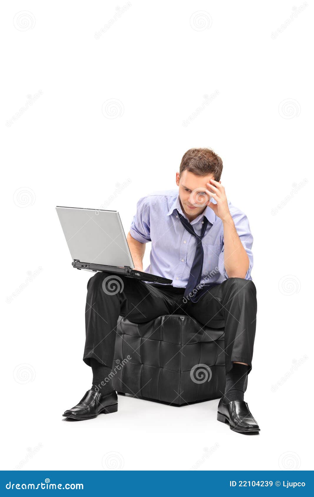 A Disappointed Businessman Working on His Laptop Stock Image - Image of ...