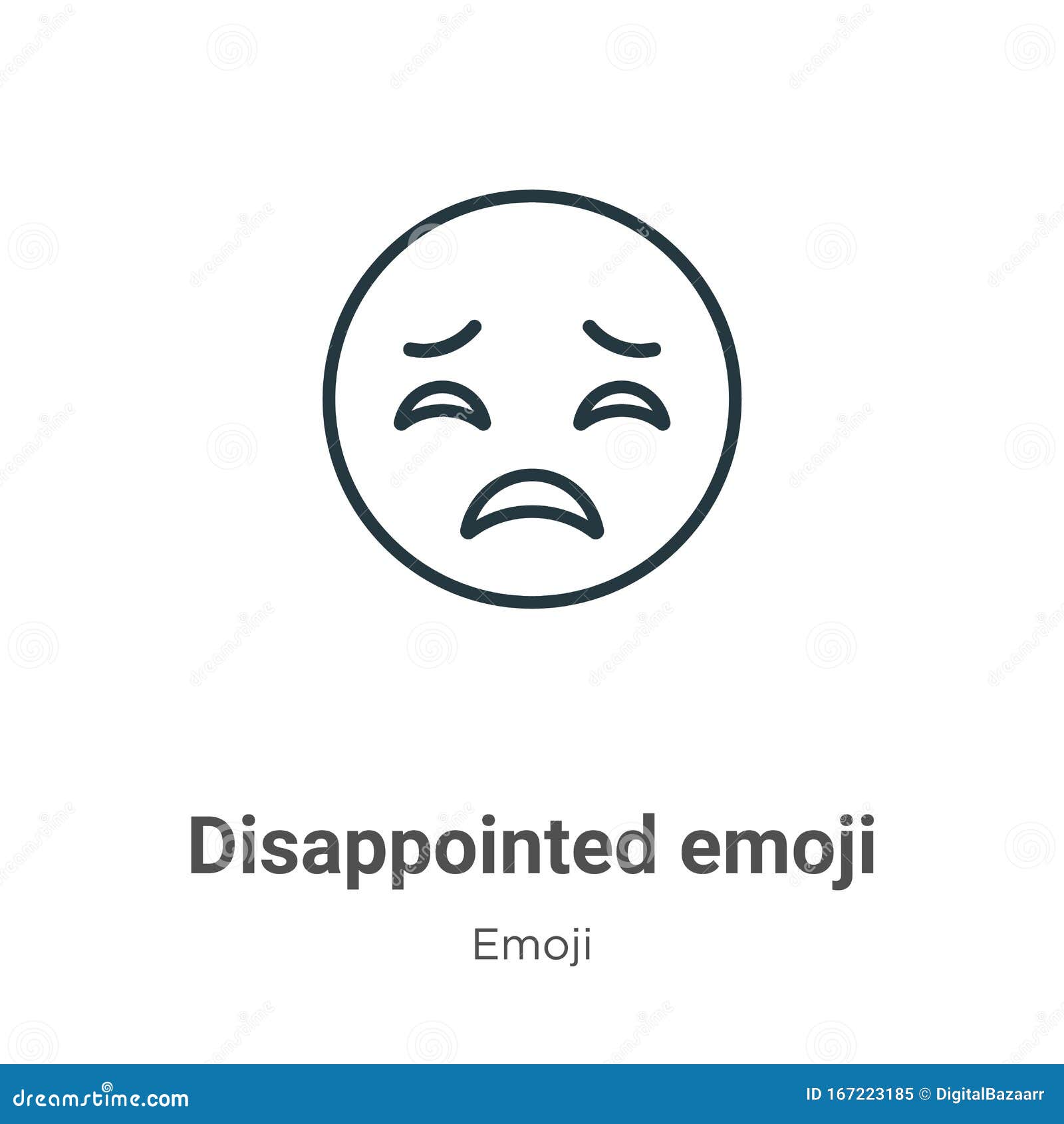 Disappointed Emoji Outline Vector Icon. Thin Line Black Disappointed ...