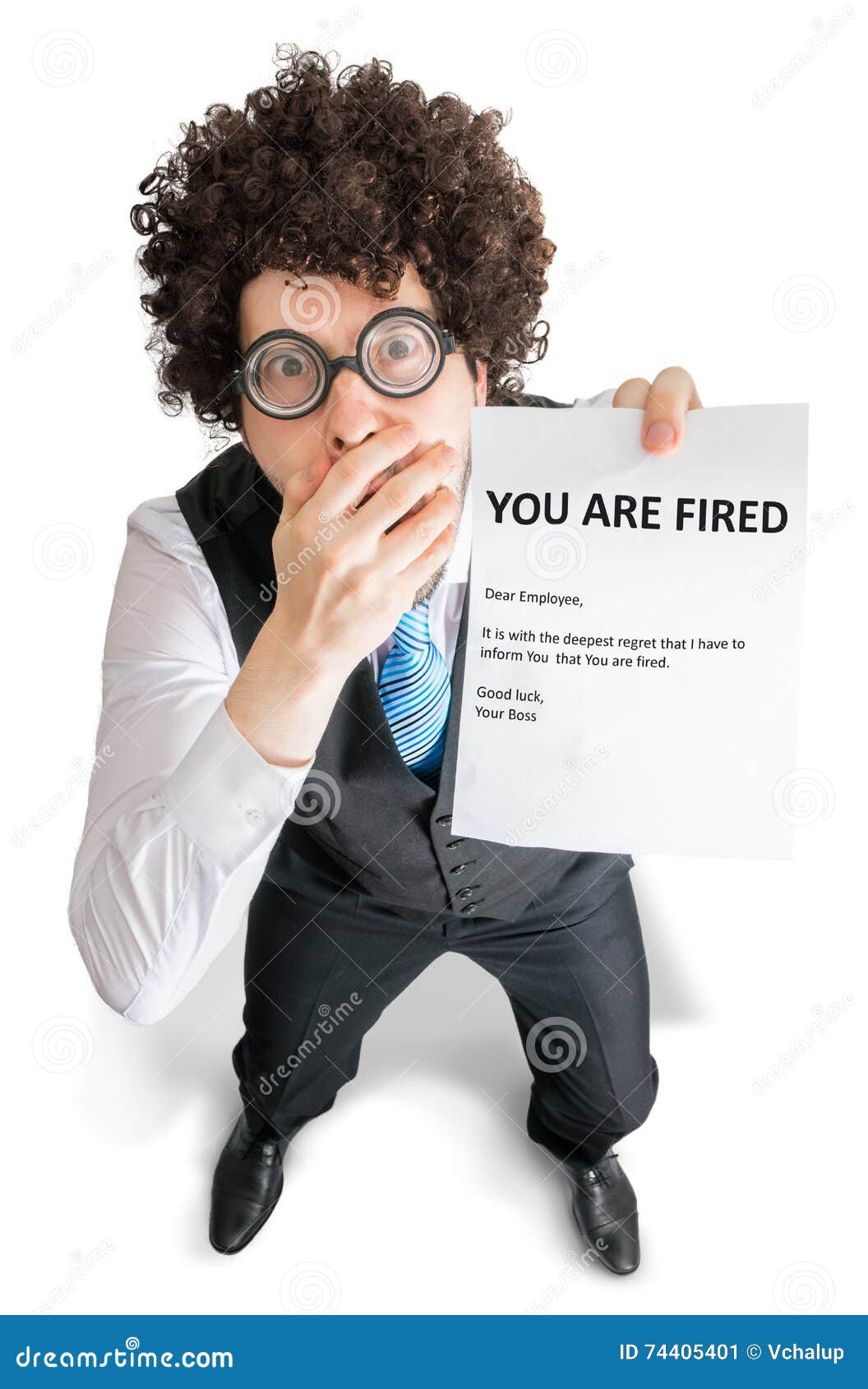 Disappointed Employee is Showing Paper with You are Fired Message Stock ...
